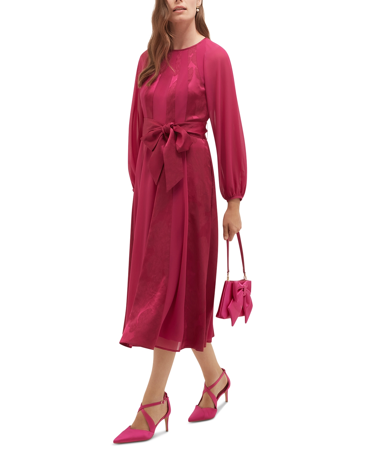 HOBBS LONDON Hobbs London Petites Loren Jacquard Belted Midi Dress